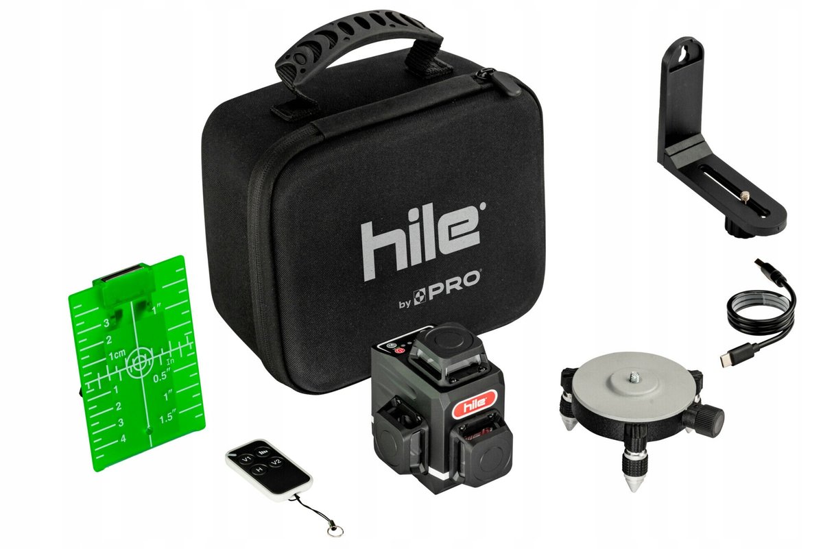 Laser krzyżowy Hile HI-L1003 30 m 12 LINIOWY WIĄZKA ZIELONA ZESTAW ...