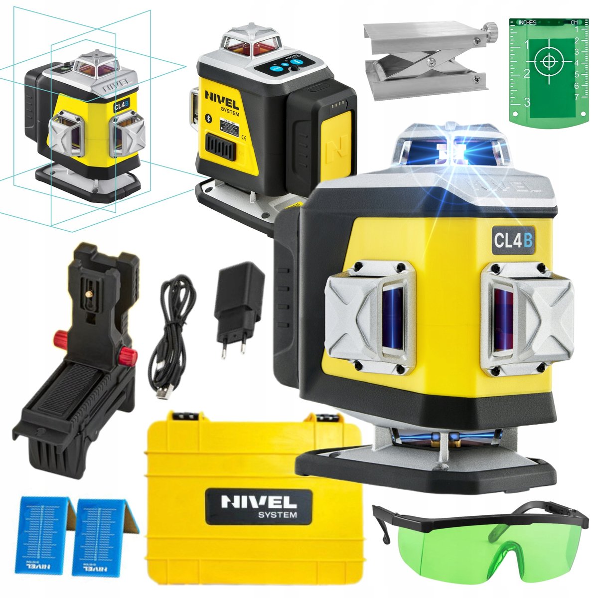 Laser krzyżowy niebieski 4x360° bluetooth Nivel System CL4B - NIVEL ...