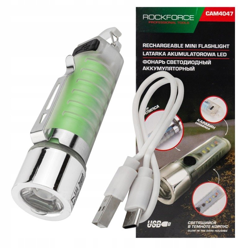 Latarka akumulatorowa mini LED 6w1 USB-C 100 lm 500 mAh - Rockforce | Sport Sklep EMPIK.COM