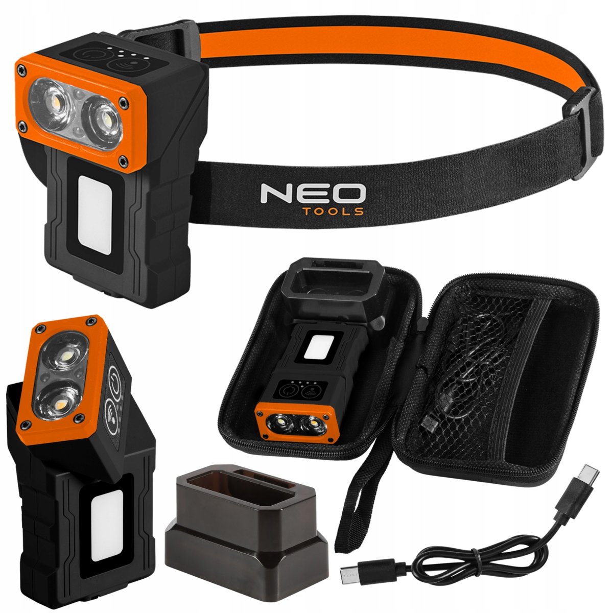 Latarka Czołowa Lampa Akumulatorowa 500lm LED Baza do Ładowania Magnes ...