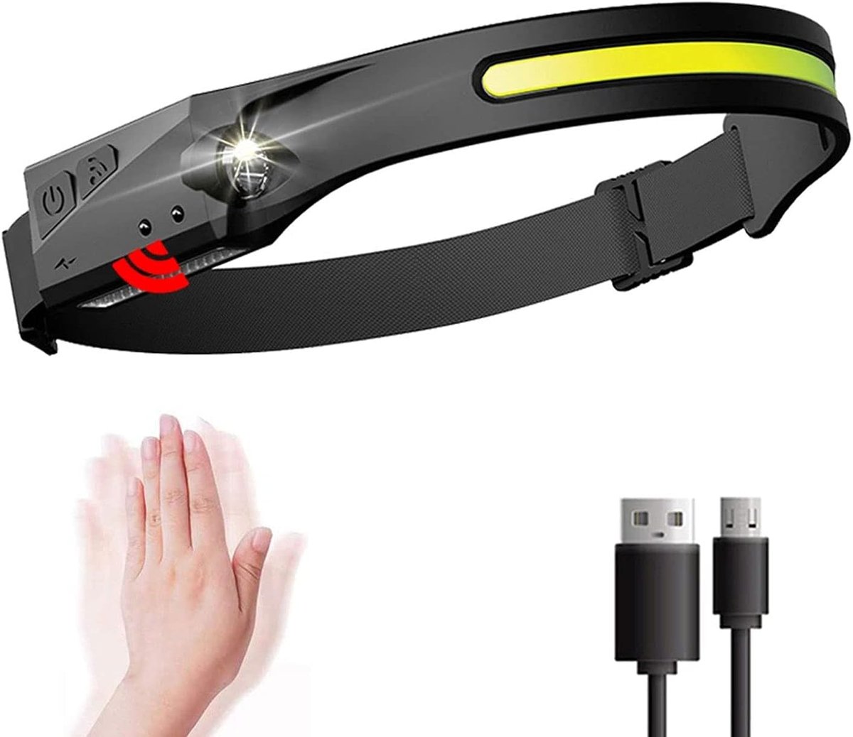 Latarka czołowa, latarka czołowa ładowana przez USB, 5 trybów COB 2 ...