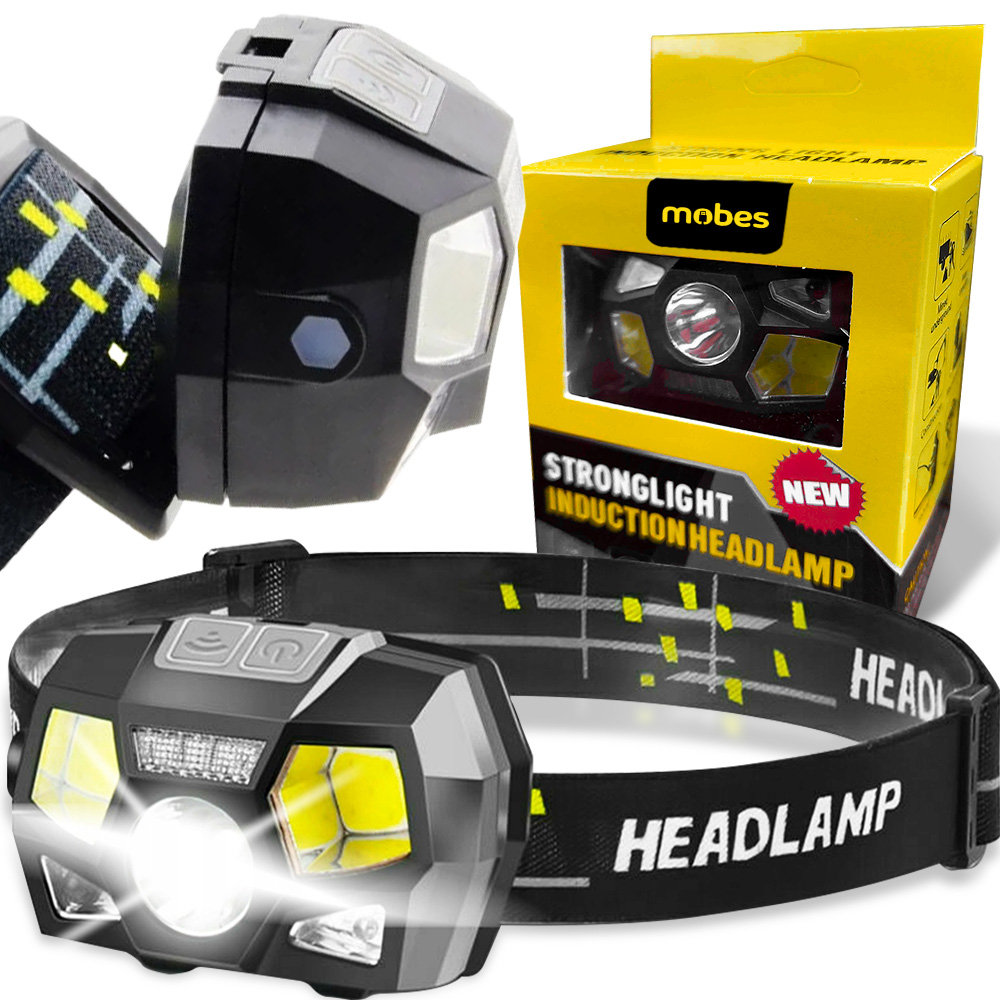 LATARKA CZOŁOWA LED CZOŁÓWKA WODOODPORNA NA CZOŁO BIWAK KEMPING + KABEL ...