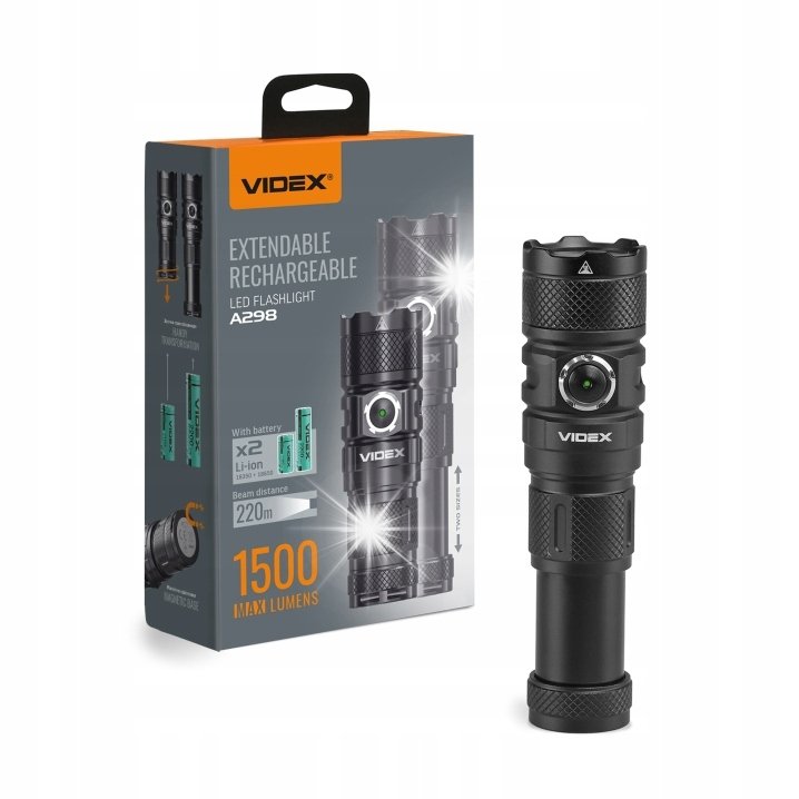 Latarka LED taktyczna wojskowa szperacz mocna Videx VLF-A298 USB 1500 lm - inna (Inny) | Sport ...
