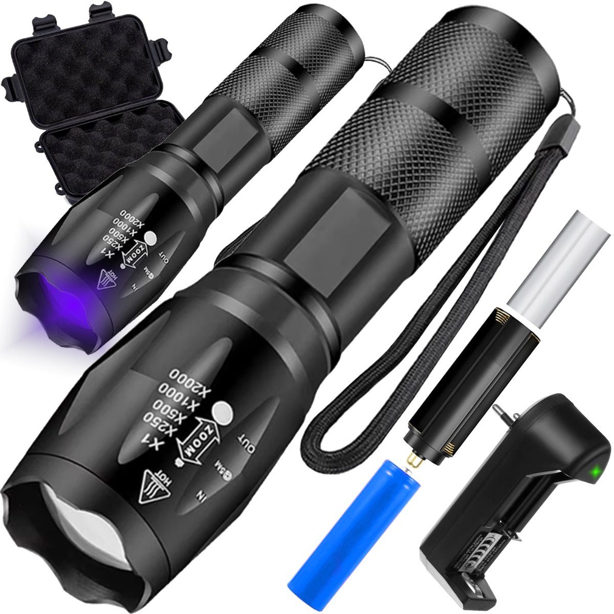 Latarka Taktyczna Wojskowa Mocna Szperacz ZOOM UV CREE LED TRIZAND ...