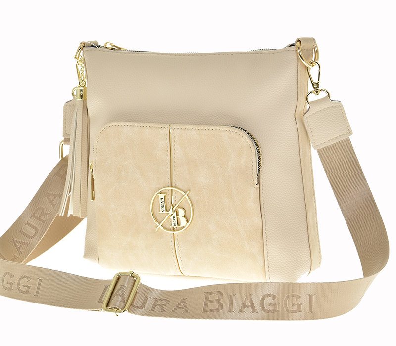 Laura Biaggi torebka listonoszka skóra ekologiczna beżowa - Laura Biaggi | Moda Sklep EMPIK.COM