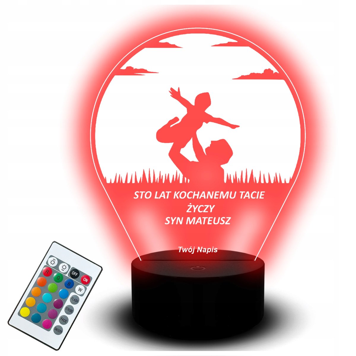 Led dla Taty Lampka Statuetka na Dzień Ojca Kochanemu Tacie Grawer ...