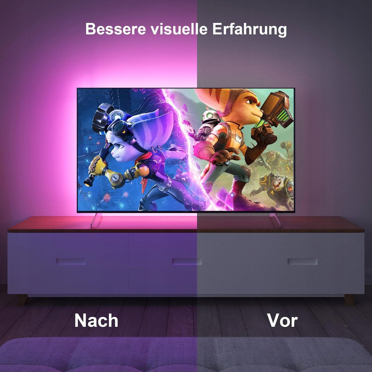 LED TV 5M TAŚMA 5050 RGB SMD PODŚWIETLENIE TV PILOT USB 75"-85" HDTV ...