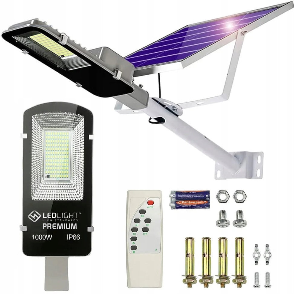 LEDLIGHT Lampa uliczna solarna 106 LED panel uchwyt pilot IP66 1000w ...