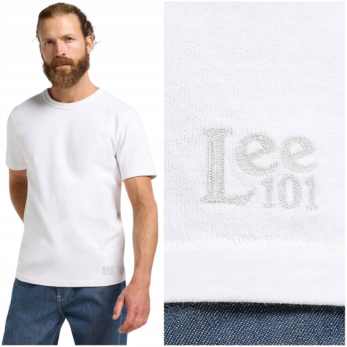 Lee 101 CORE TEE Bright White biały t-shirt bawełniana koszulka premium ...