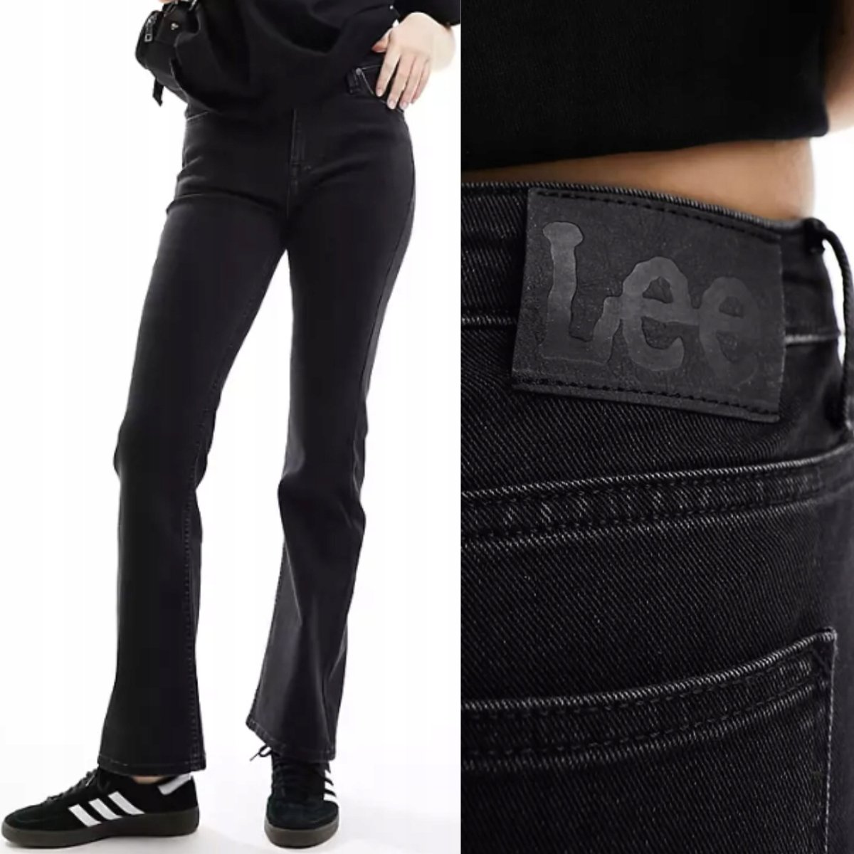 Lee BREESE BOOT BOOTCUT Black Stone CZARNE WYŻSZY STAN ROZSZERZANE W30 ...