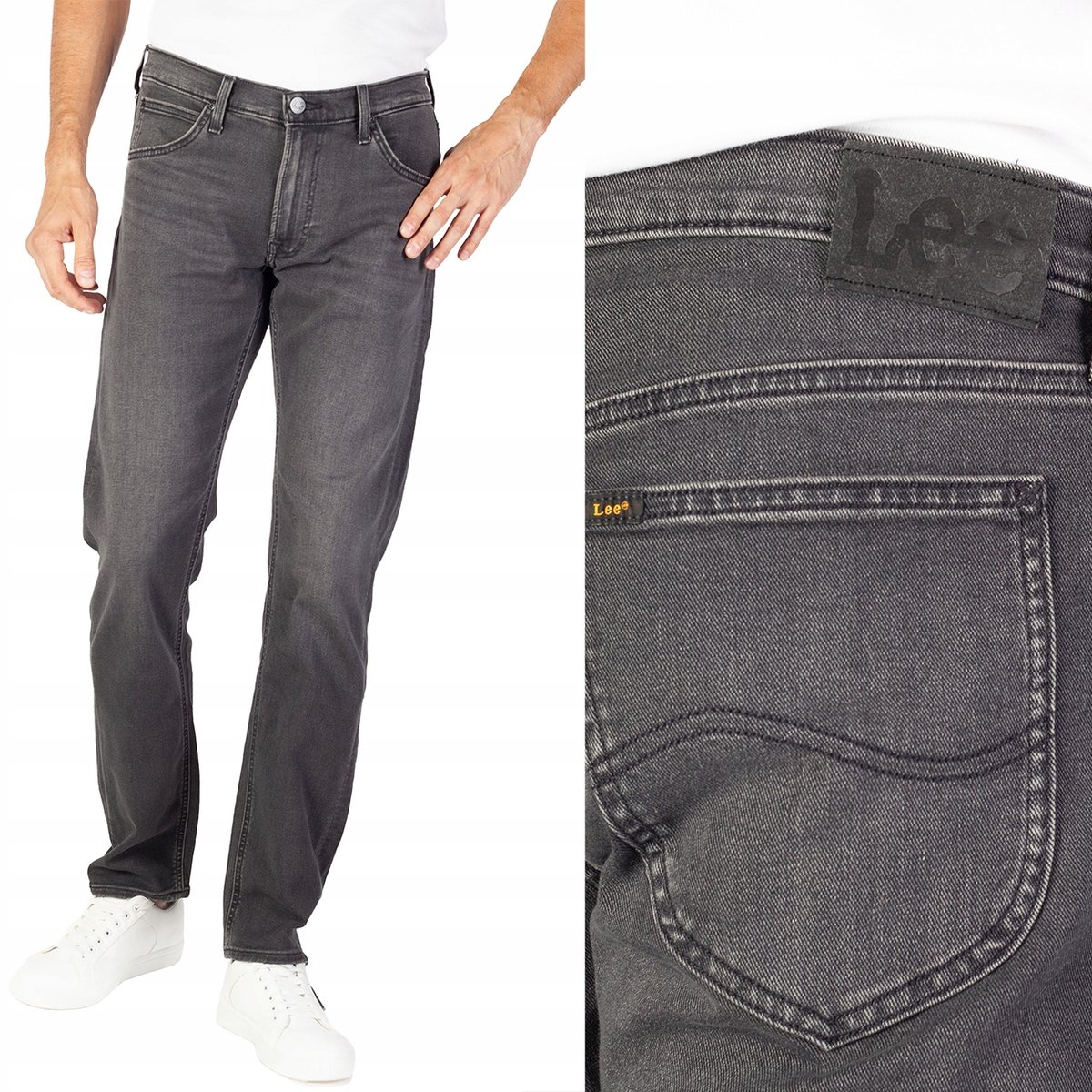 Lee DAREN Grey Worn DżINS proste szare męskie spodnie jeansowe W38 L32 ...