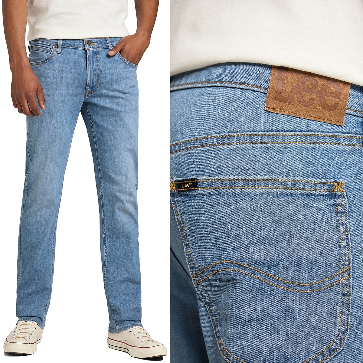 Lee DAREN ZIP FLY Fresh Mid Worn In proste spodnie jeansowe na lato W31 ...