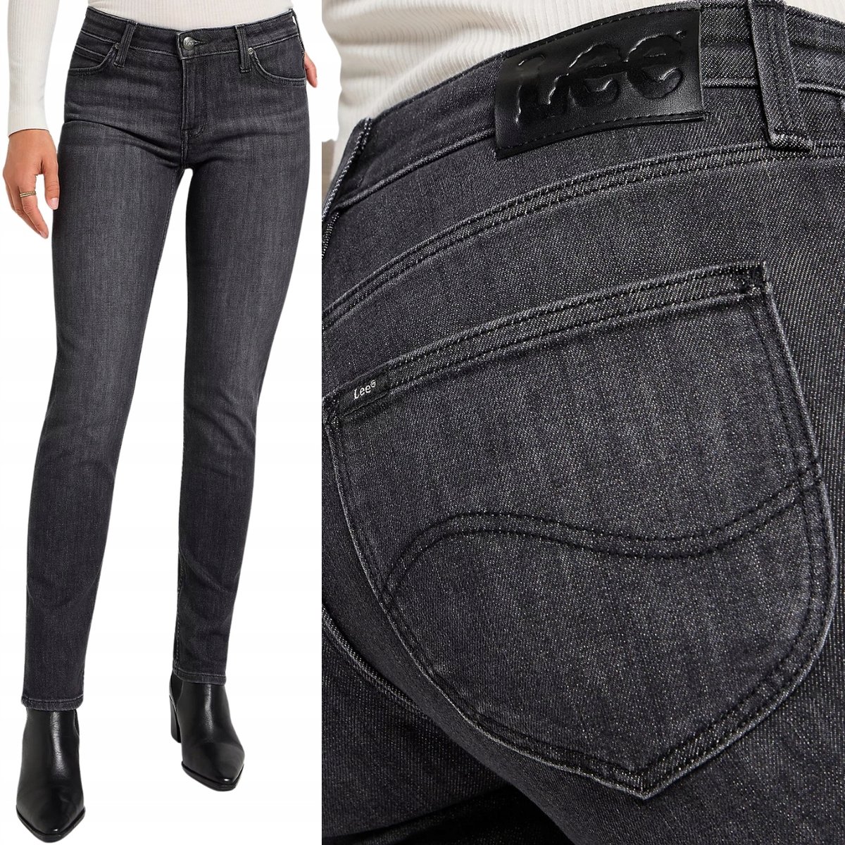 Lee ELLY SLIM Last Strike PROSTE CZARNE DAMSKIE SPODNIE JEANSOWE W29 ...