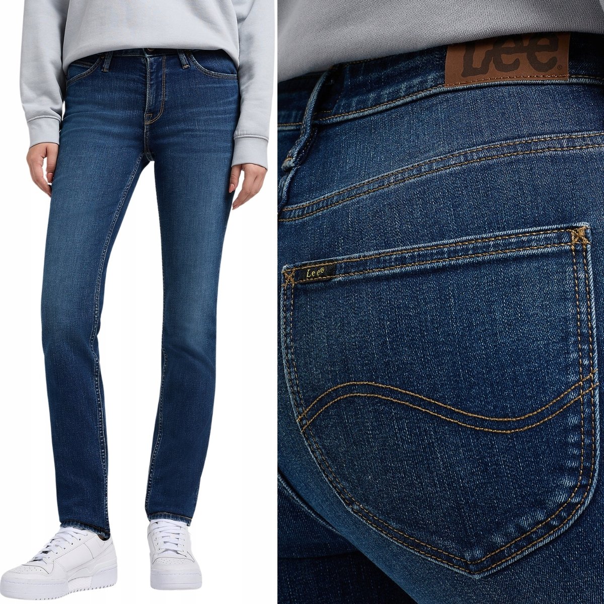 Lee ELLY SLIM STRAIGHT Dimensional Blues PROSTE CIEMNY DżINS W26 L31 ...