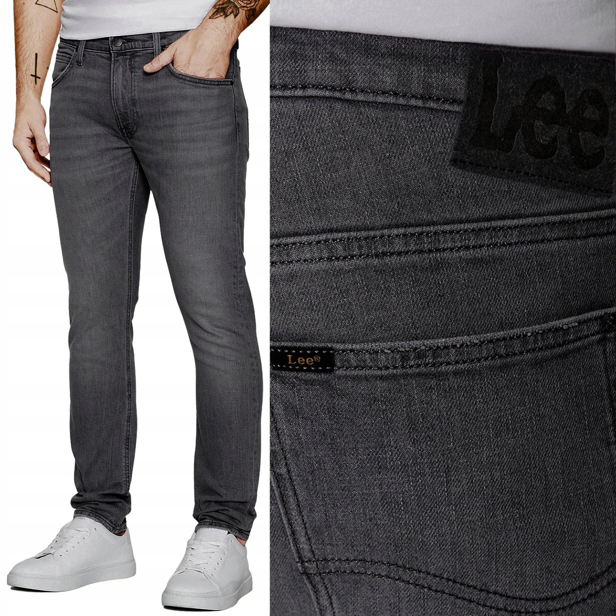 Lee LUKE SLIM TAPERED Grey Used RURKI WŁOSKI DENIM SZARY DżINS W34 L34 ...