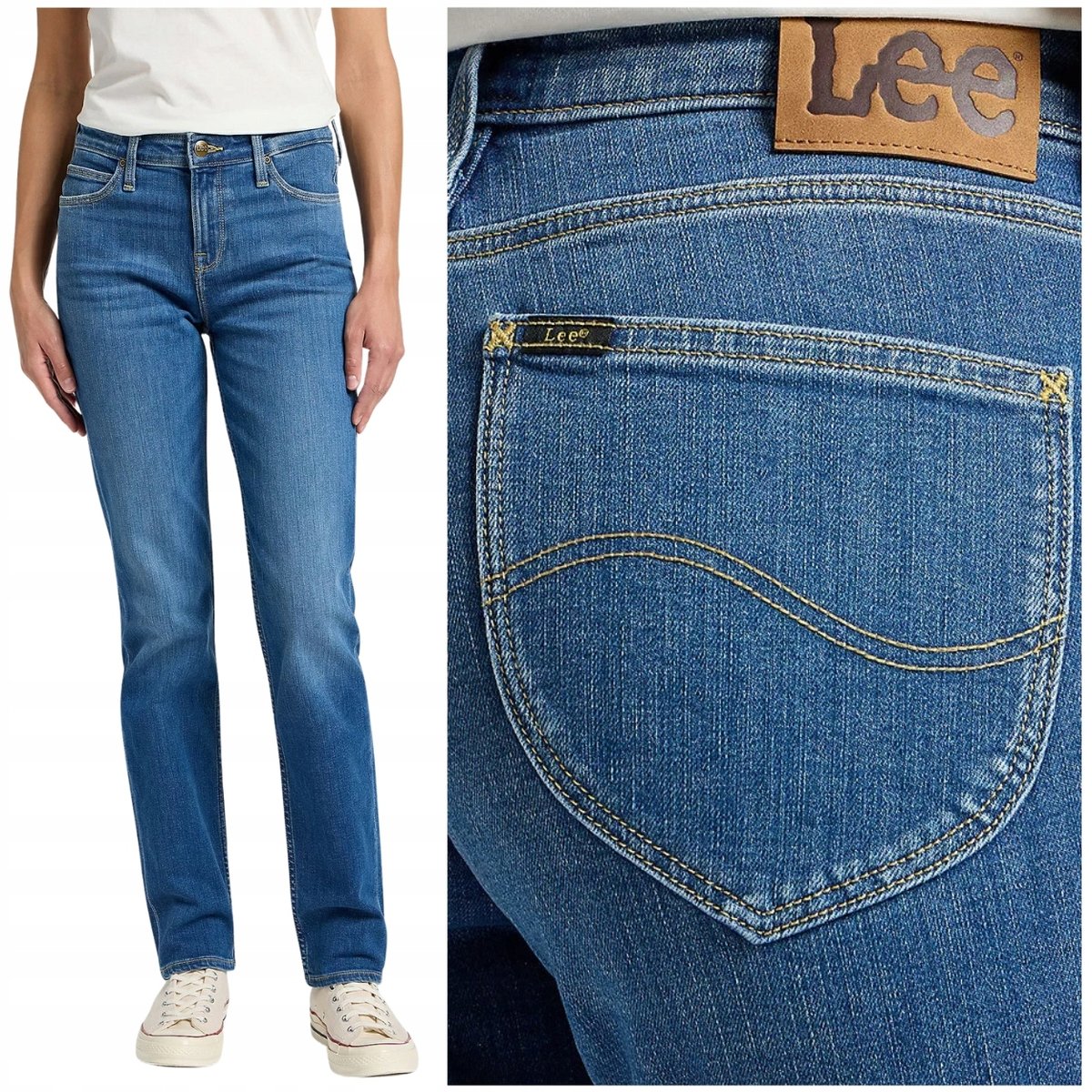 Lee MARION STRAIGHT Waterfall DżINS proste damskie spodnie jeansowe W27 ...