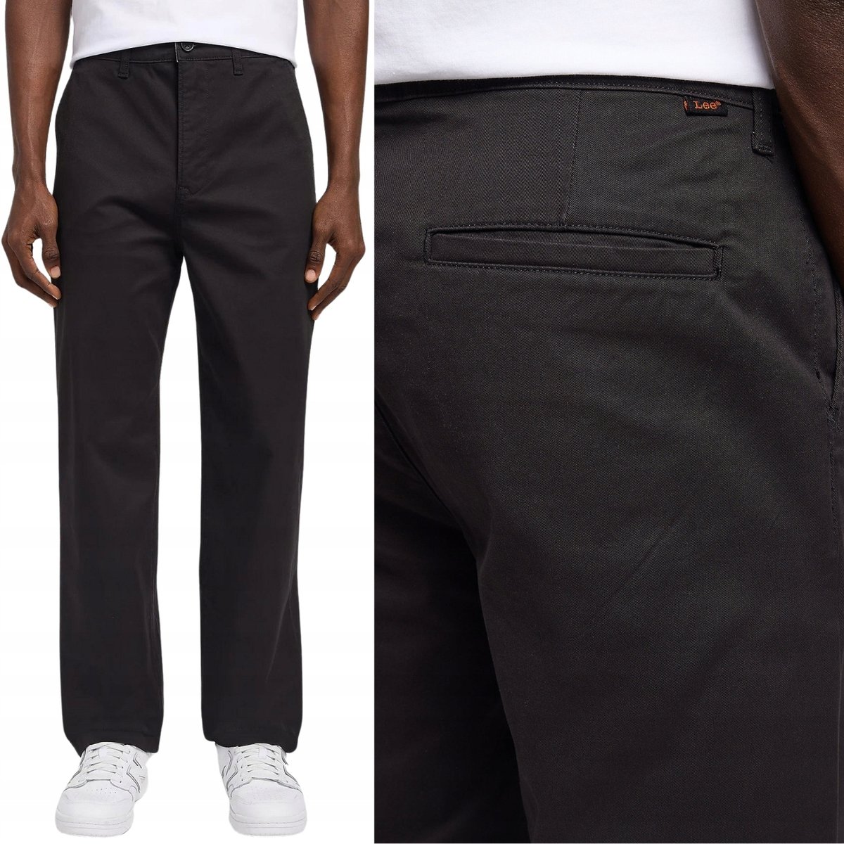 Lee RELAXED CHINO Black Chetopa Twill LUŹNE CZARNE CHINOSY W33 L32 ...