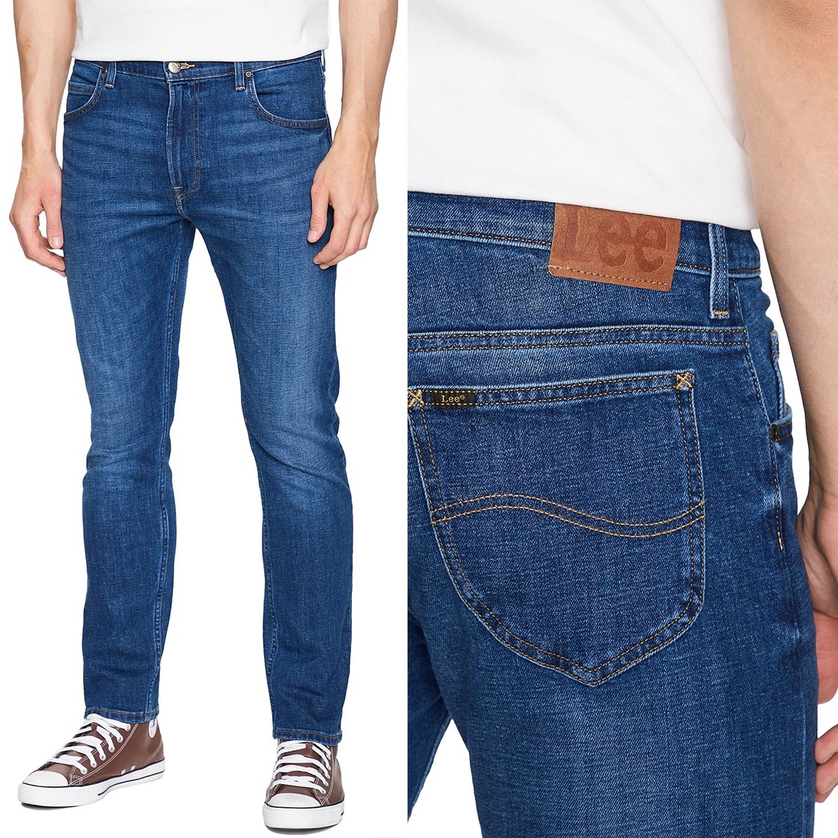 Lee RIDER SLIM Worn In DżINS dopasowane ciemne spodnie jeansowe W40 L34 ...