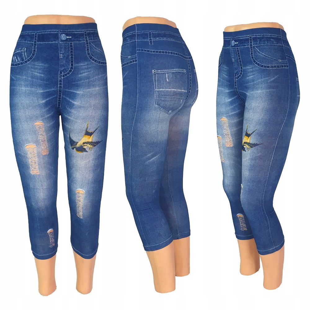 Legginsy Rybaczki Jeans 3/4 Leginsy Spodenki Modne Wzory Getry Wysoki G54 - Dajmo | Moda Sklep ...