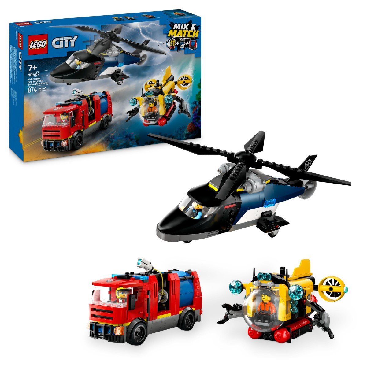 LEGO City, klocki, Zestaw z helikopterem, wozem strażackim i łodzią ...