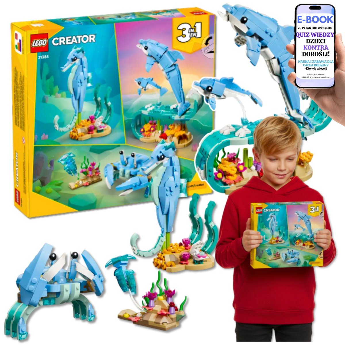 LEGO Creator 3w1 Delfin • ocean • ruchome zwierzęta • 542 el (31385 ...