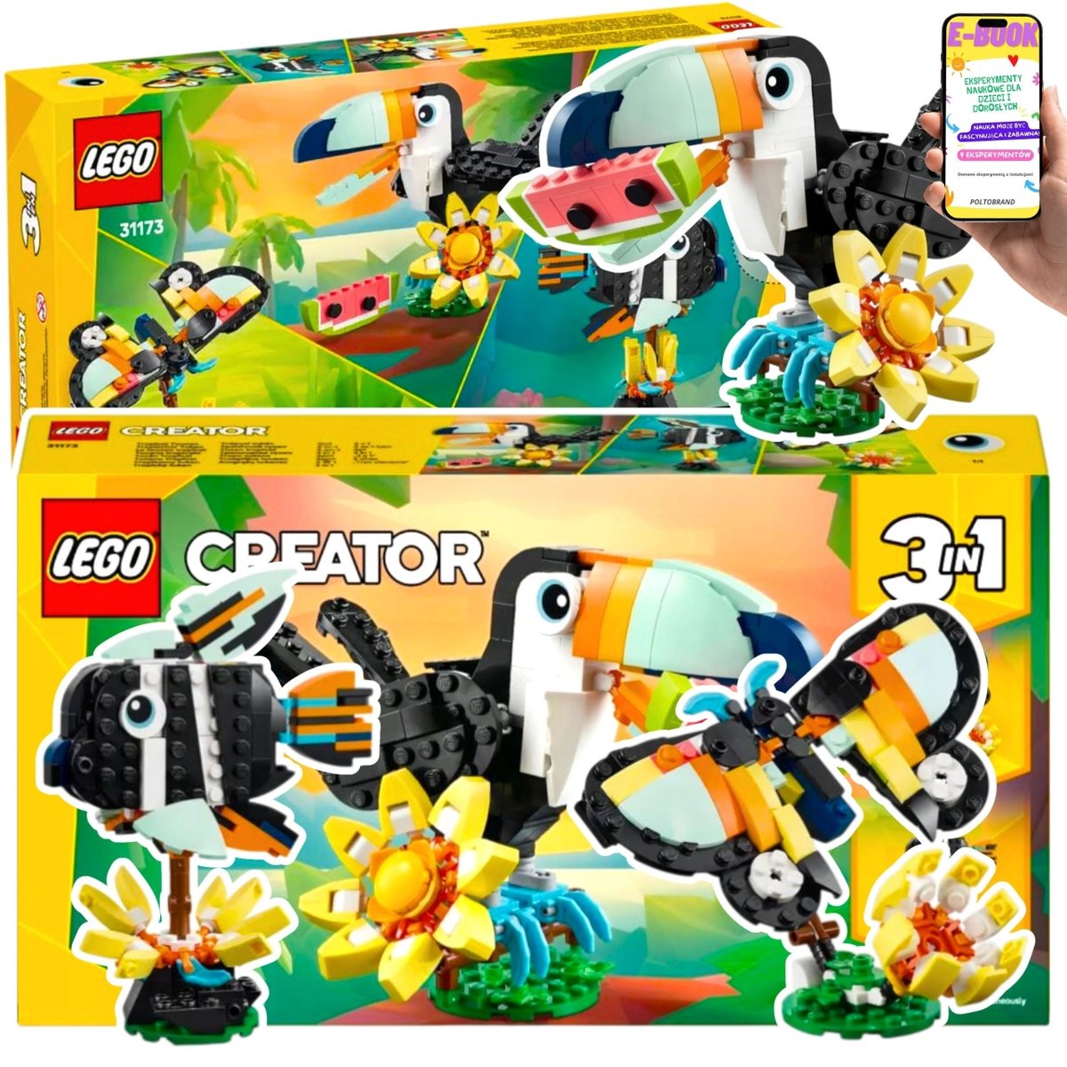 LEGO CREATOR 3w1 DZIKIE ZWIERZĘTA Tukan Motyl Rybka Zestaw ...