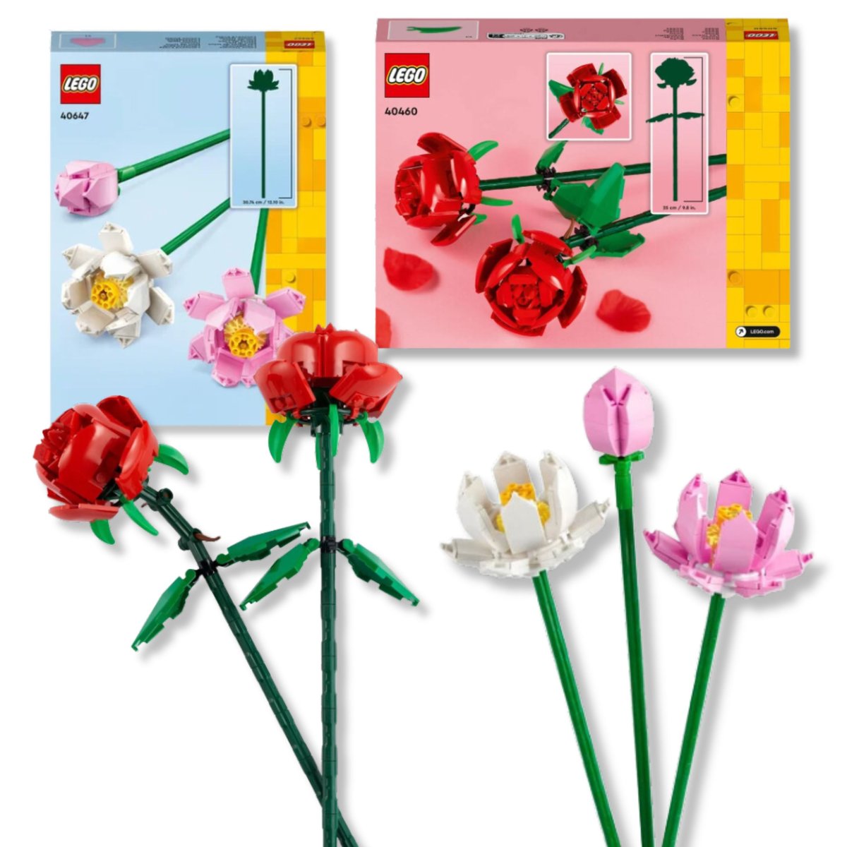 LEGO Iconic, ZESTAW klocki, Róże oraz Kwiaty lotosu, 40647 40460 Dzień ...