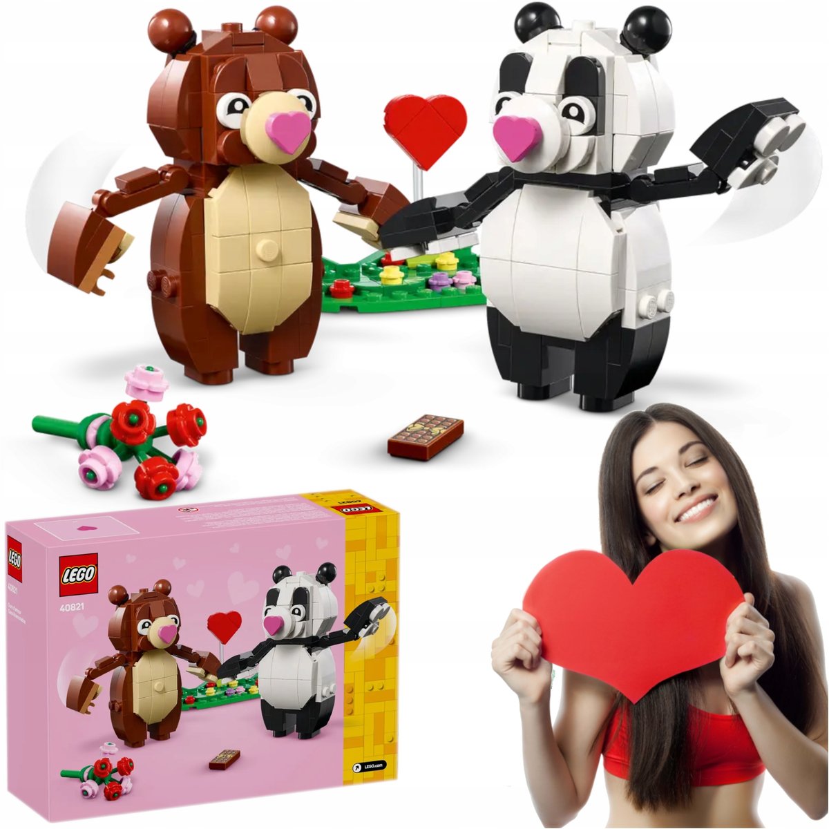 LEGO ZESTAW WALENTYNKOWY PREZENT DLA DZIEWCZYNY MISIE Z SERDUSZKIEM ...