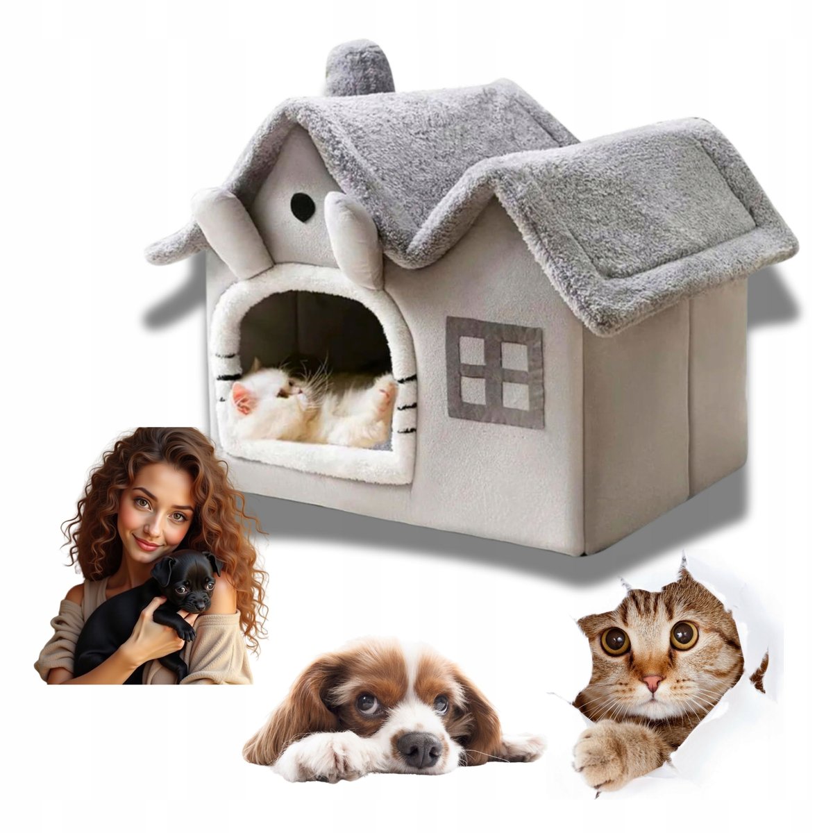 LEGOWISKO DLA ZWIERZĄT DOMEK DLA PSA KOTA PLUSZOWY BUDKA POSŁANIE BUDA ...