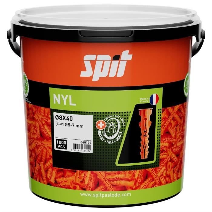 Lekka nylonowa kotwa mocująca 8x40 z kołnierzem - Wiadro 1000 - SPIT - 060139 - Inna marka ...