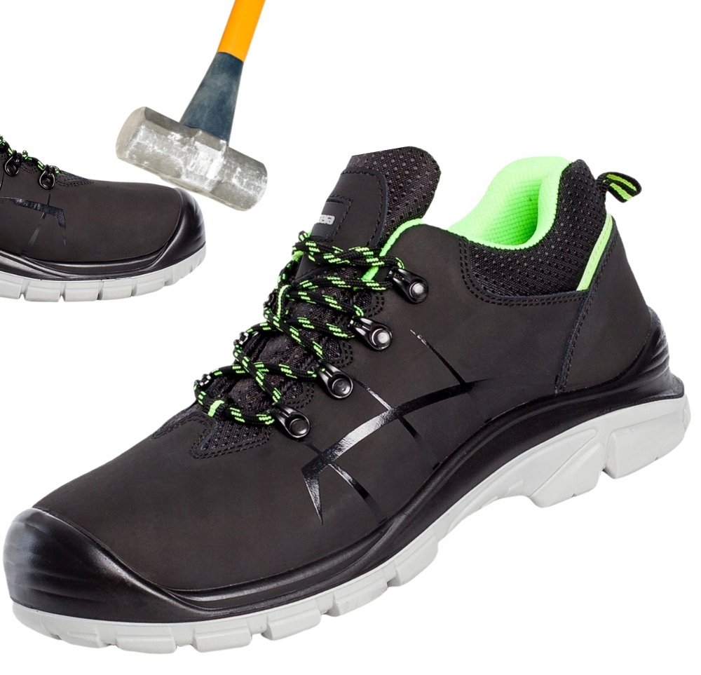 Lekkie PÓŁBUTY ROBOCZE SPORTOWE buty męskie z NOSKIEM NUBUKOWA SKÓRA r ...