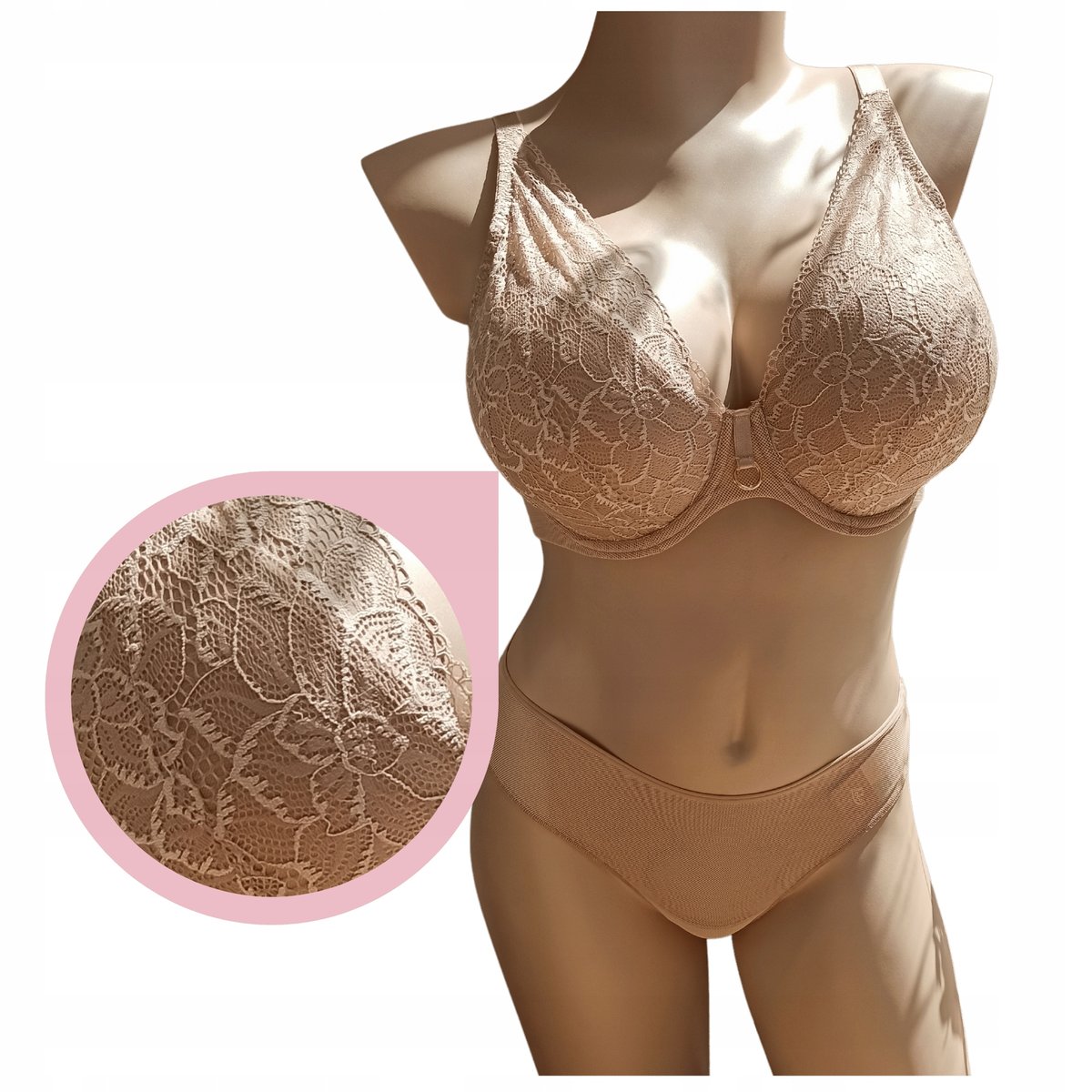 Lemax Aria Plunge biustonosz usztywniany beżowy koronkowy stanik - 80C - Lemax | Moda Sklep ...