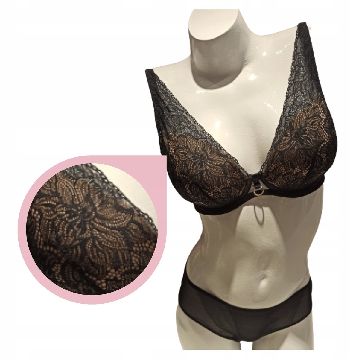 Lemax Aria Plunge biustonosz usztywniany koronkowy stanik czarny 80H - Lemax | Moda Sklep EMPIK.COM