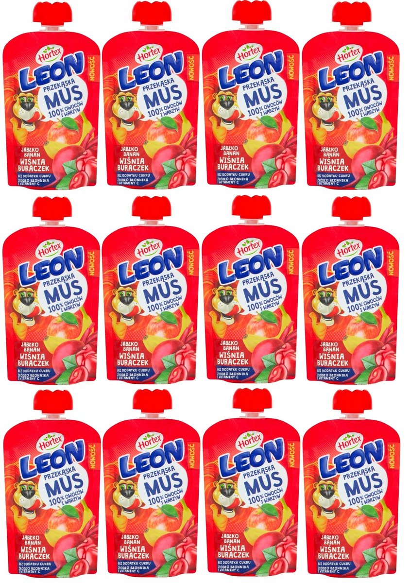 Leon Mus 100G Jabłko Banan Wisnia Burak 12 Szt - Hortex | Sklep EMPIK.COM