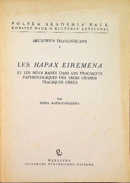 Les hapax eiremena - W opisie | Książka w Empik
