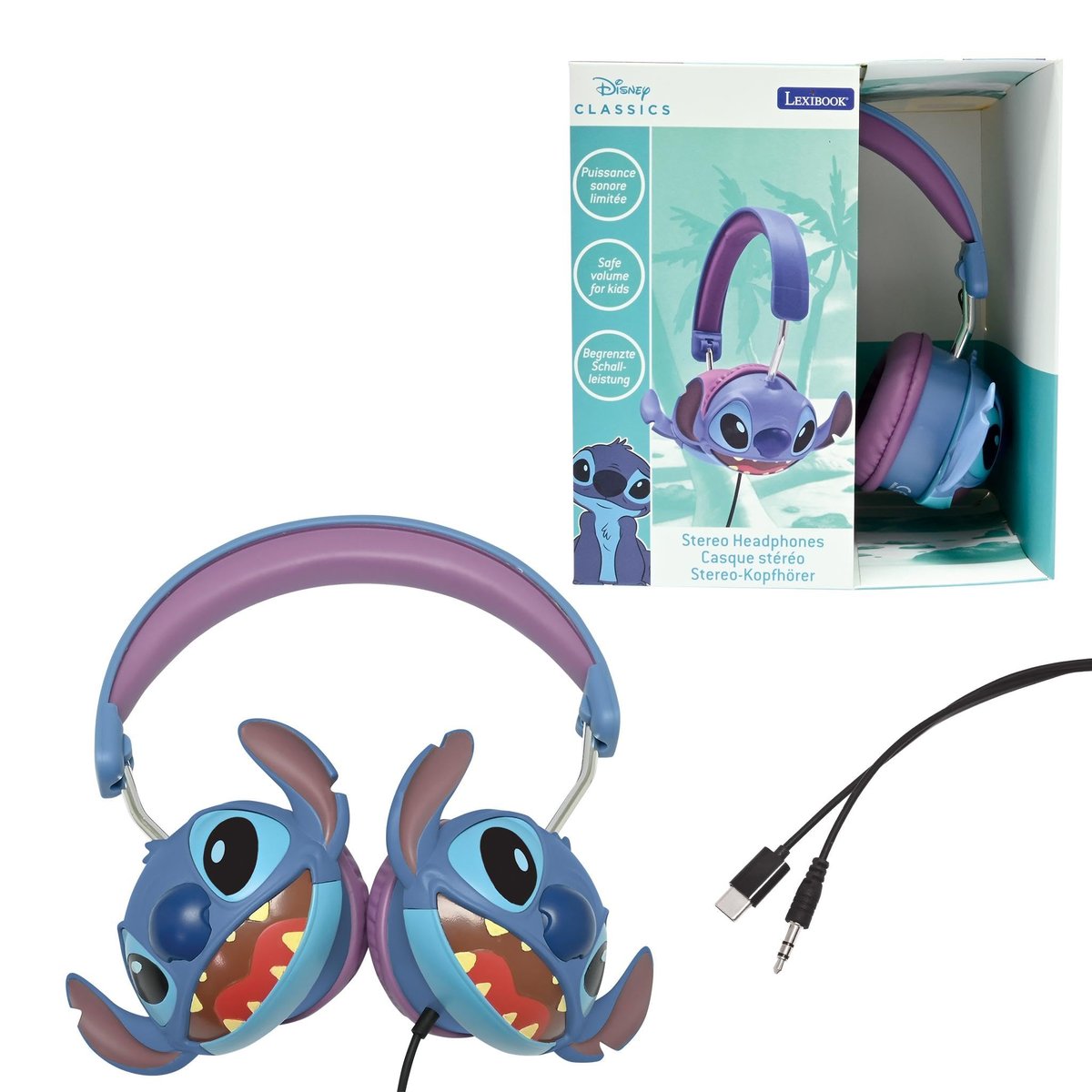 LEXIBOOK, Disney Stitch, Stitch 3D przewodowe słuchawki stereo ...
