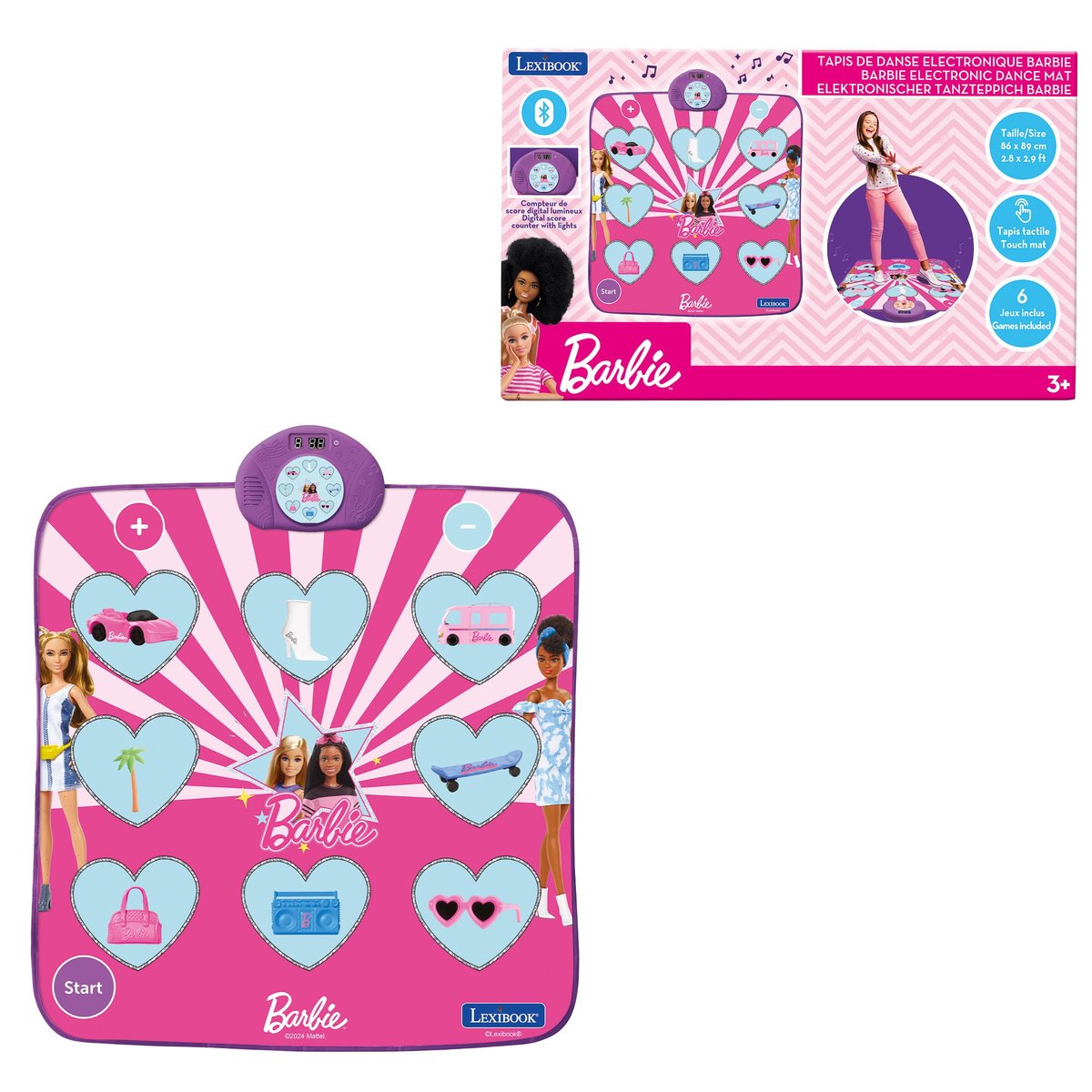 Lexibook, Mattel Barbie, Elektroniczna mata do tańca Barbie, Bluetooth ...