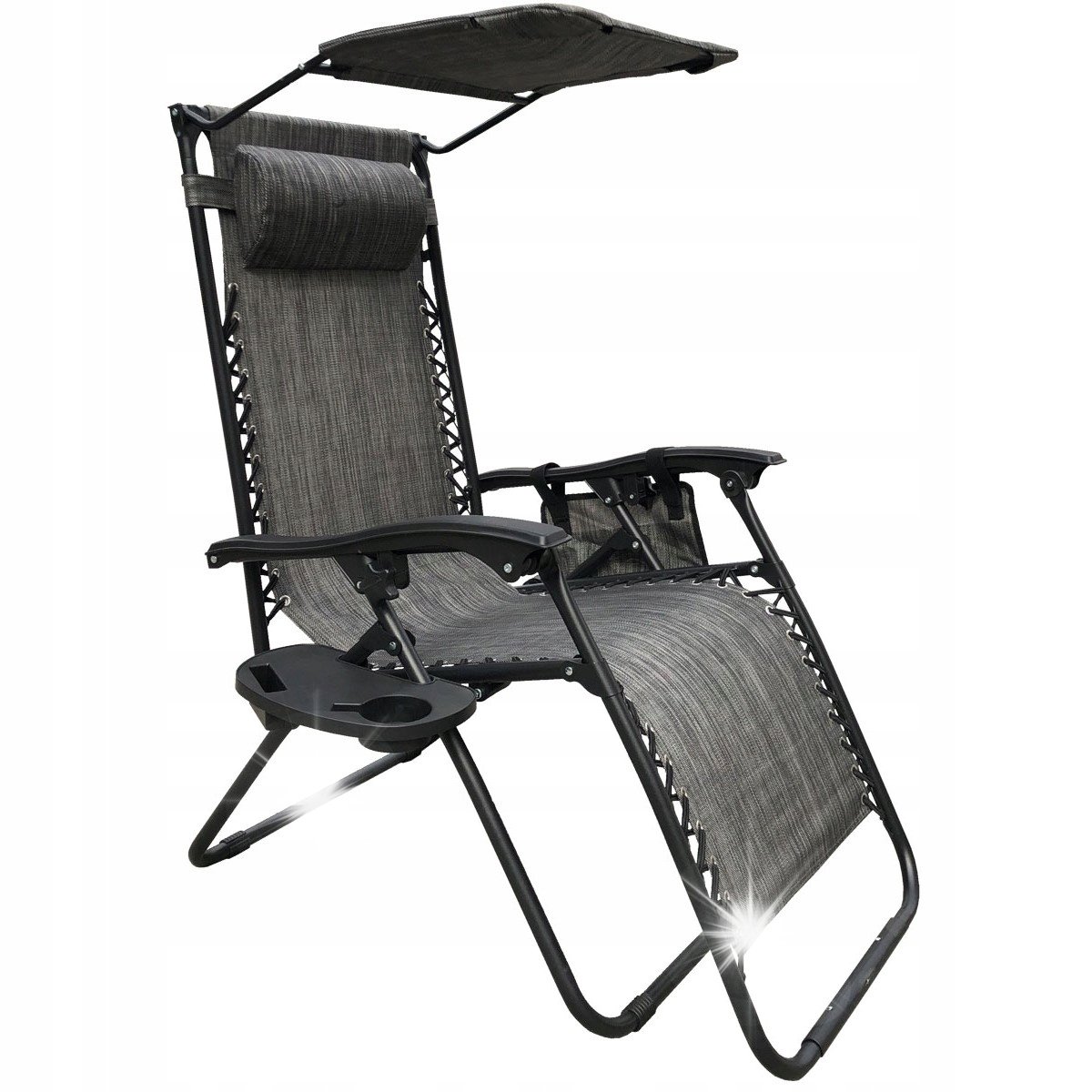 Leżak Ogrodowy Składany Daszek Stolik Gazetownik SASKA GARDEN 175 x 65 ...