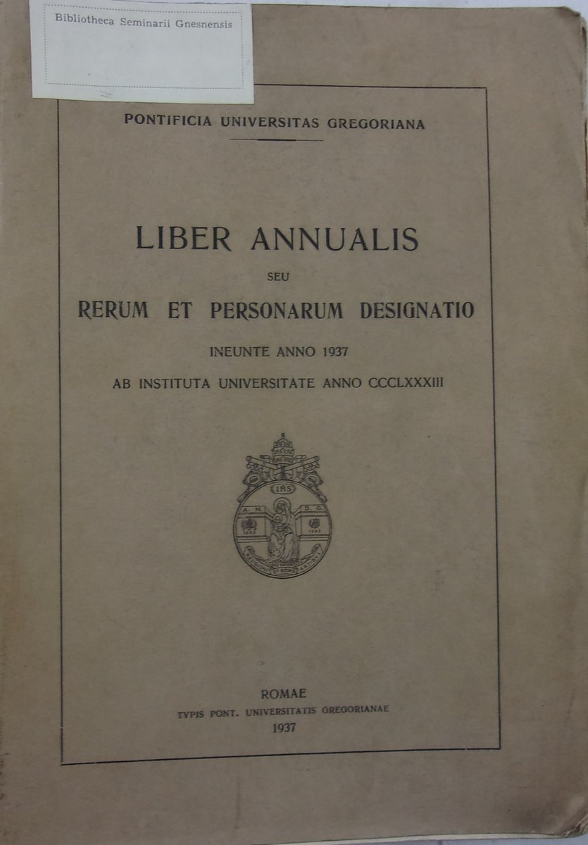 Liber Annualis seu rerum et personarum designatio, 1937 r. - W opisie ...