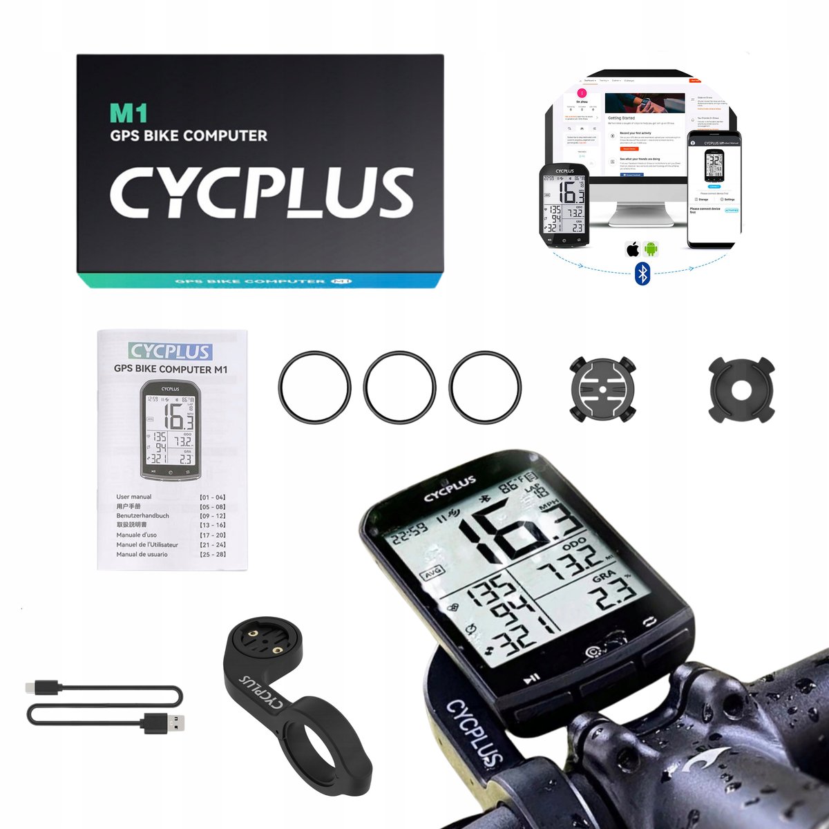 Licznik rowerowy komputer GPS bezprzewodowy bluetooth + aplikacja ...