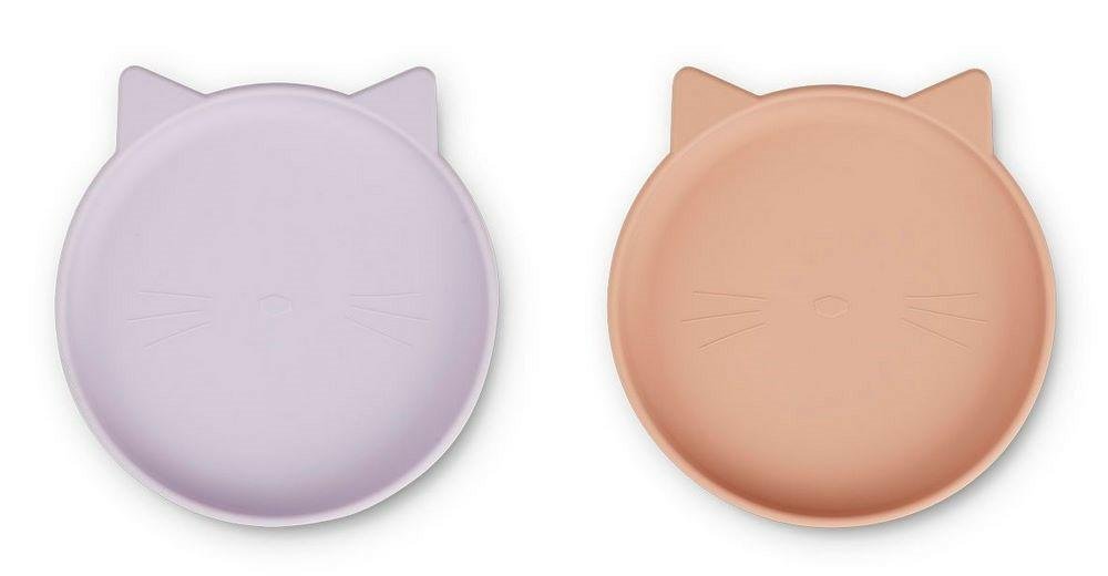Liewood - Talerze Silikonowe Olivia 2-Pak - Cat Light Lavender Rose Mix ...