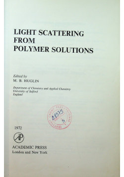 LIght scattering from polymer solutions - Academic Press | Książka w Empik