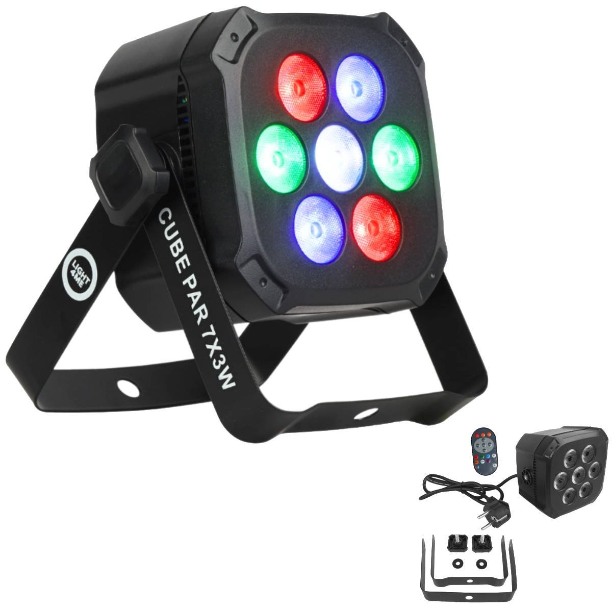 LIGHT4ME CUBE PAR 7X3W reflektor par oświetlenie sceniczne efekt ...