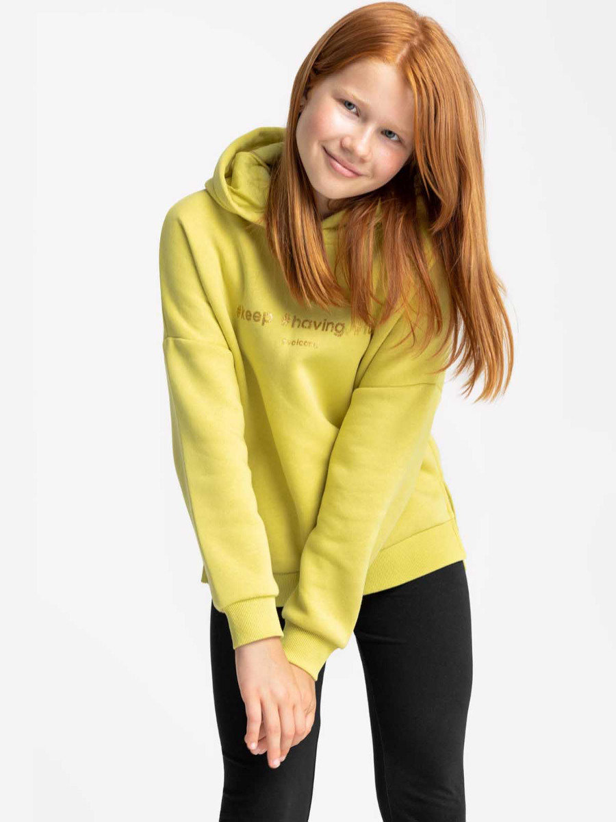 Limonkowa bluza dziewczęca oversize z kapturem B-DUKA JUNIOR 122-128 - VOLCANO | Sklep EMPIK.COM