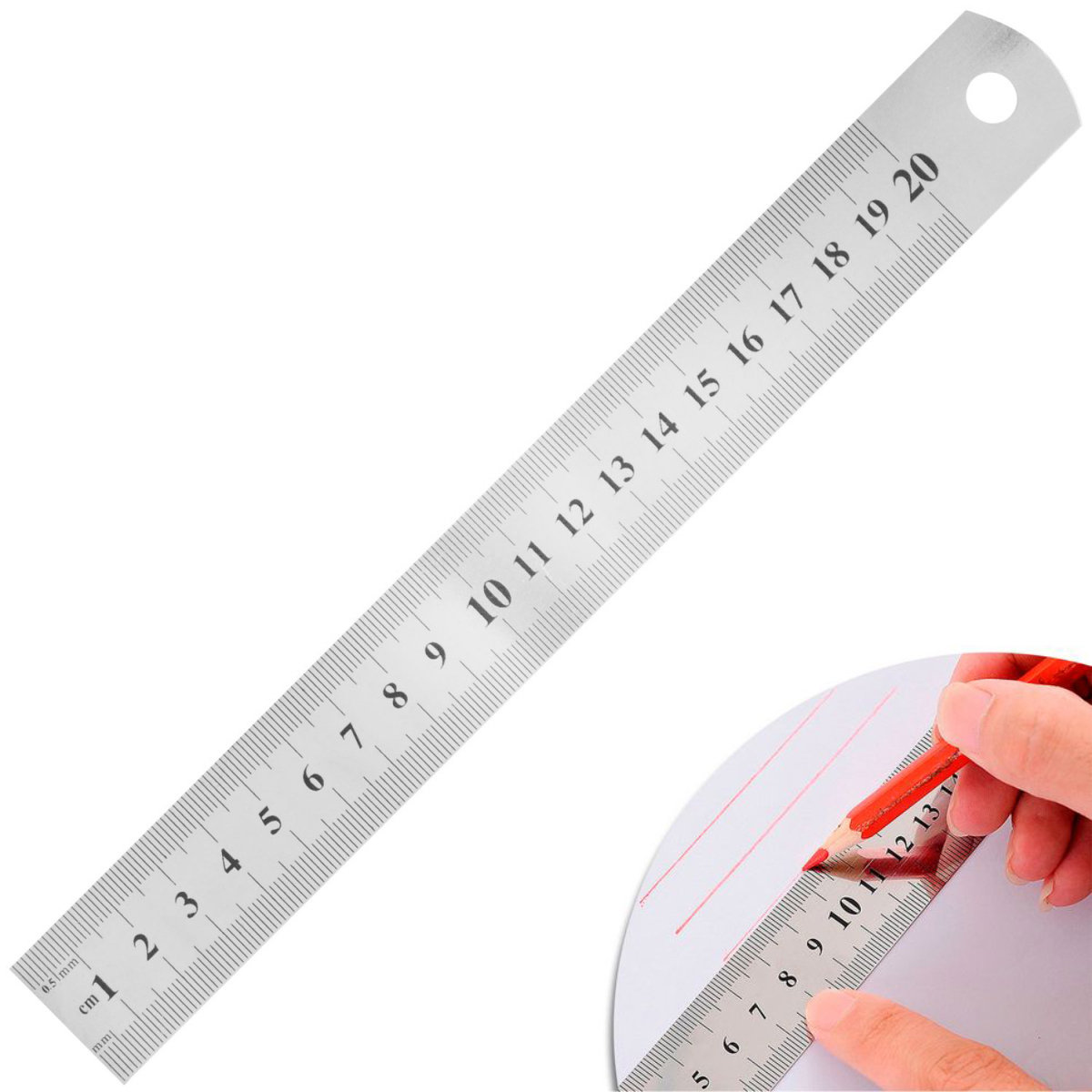 Linijka Miara Metalowa Dwustronna 20 Cm / 8 Cali - decortrend | Sklep ...