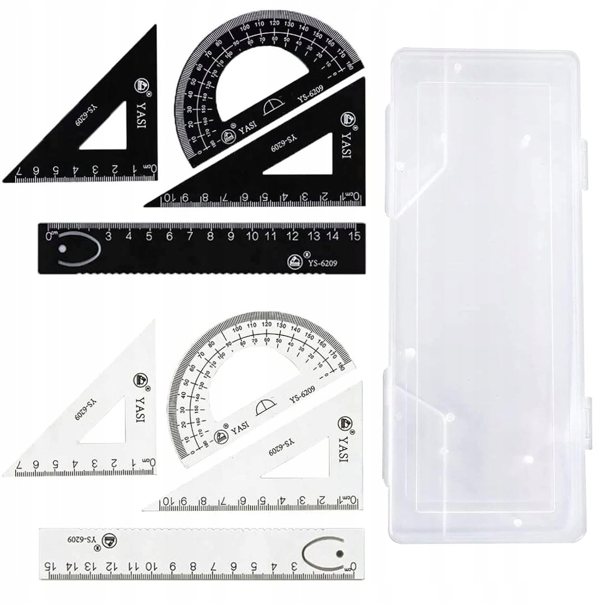 LINIJKI METALOWE ZESTAW 8 ELEMENTÓW EKIERKI KĄTOMIERZ DO RYSUNKU - Inna ...