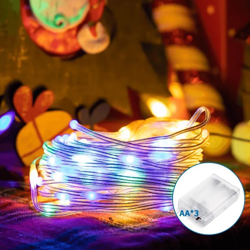 Linka Led 5Mb Sznurek 50Led Kolorowa Taśma Świetlna Na Baterie Rgby ...