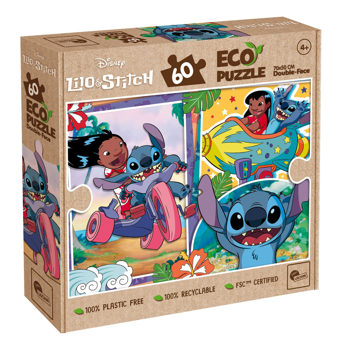 Lisciani, Stitch, puzzle eko dwustronne, 60 elementów - Lisciani ...