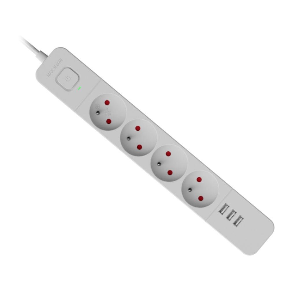Listwa zasilająca Defender SFS 133 1,5 m, 4 gniazda, 3x USB biała ...