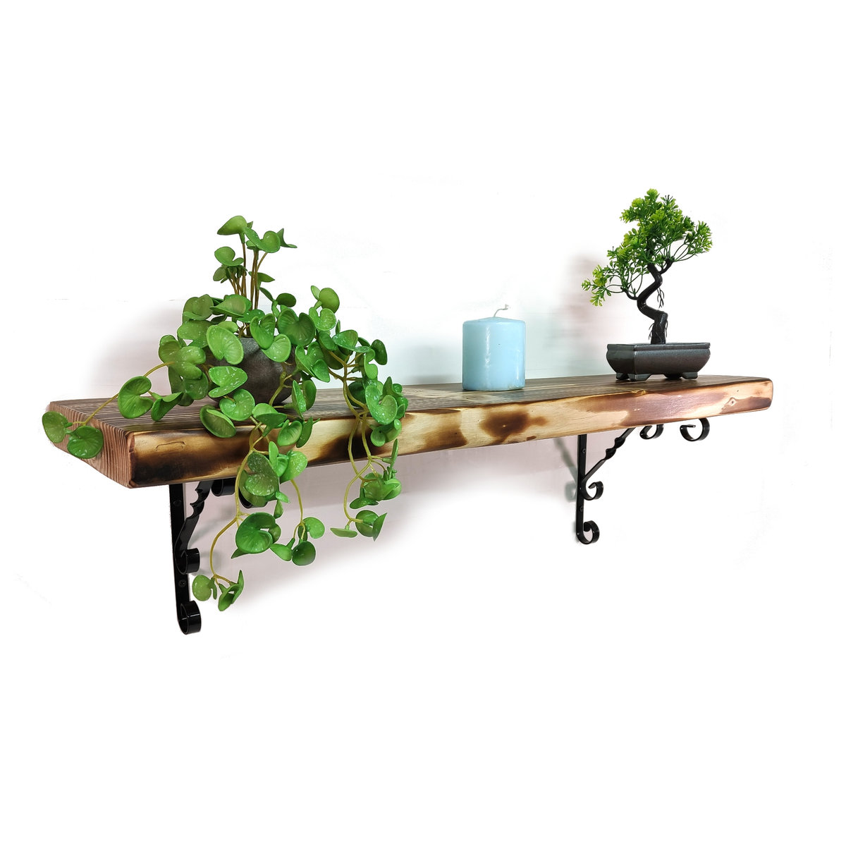 Lite Drewno Gruba Półka Drewniana Palony 220mm x 40cm Wspornik WO ...